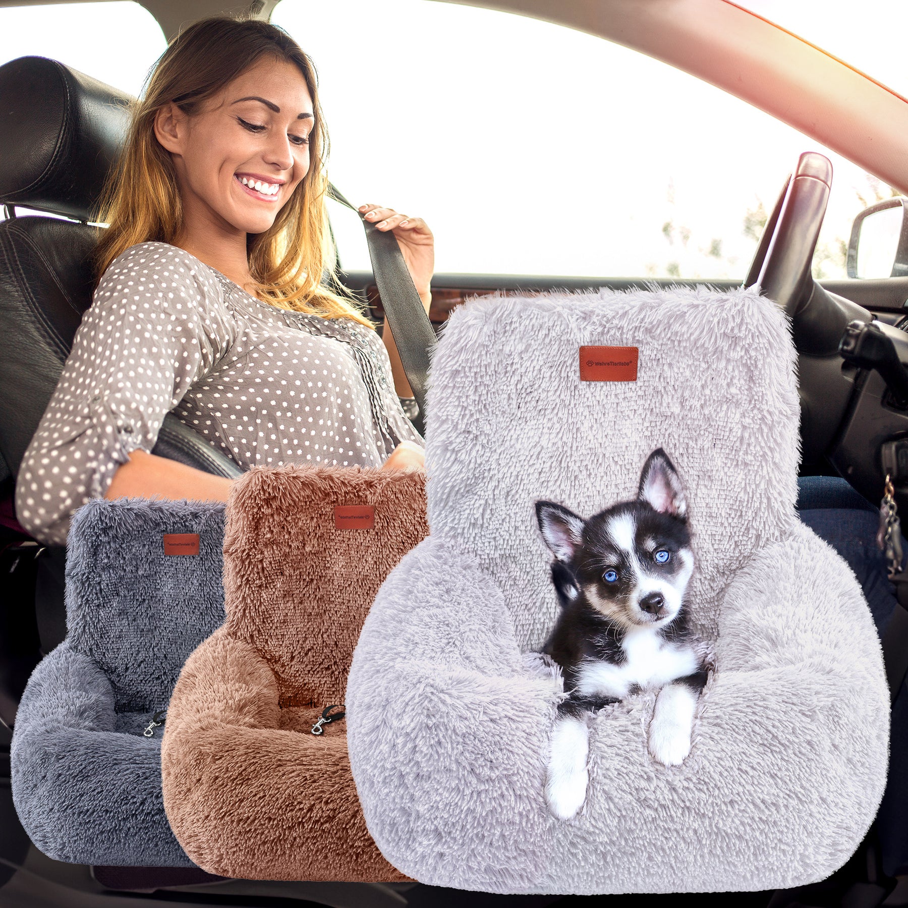 Premium Autositz mit Gurt "Fluffy" – Wahre Tierliebe